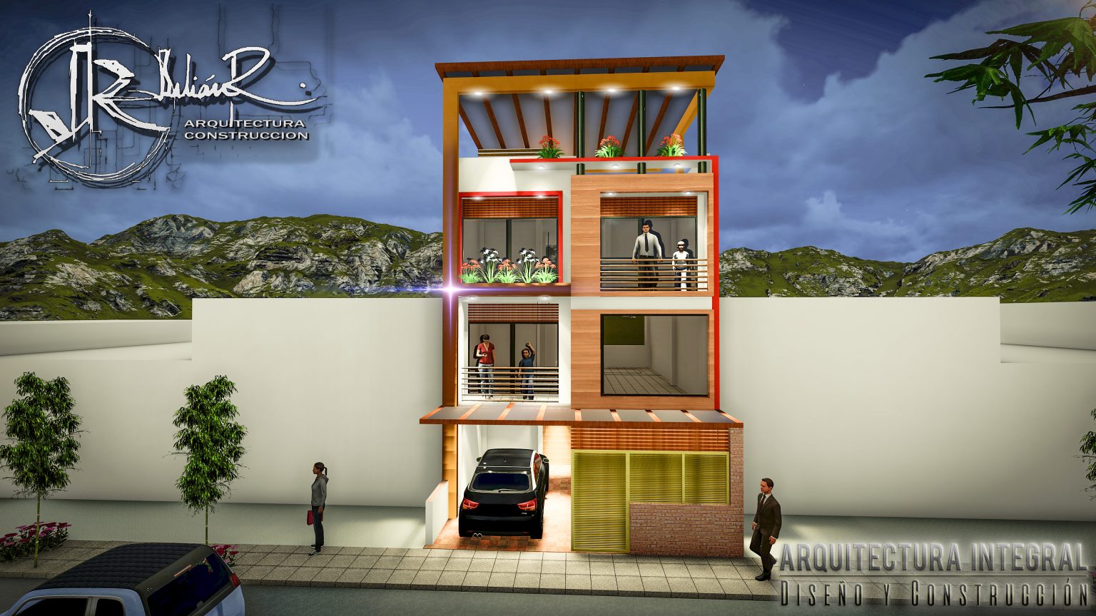 Casa moderna de tres pisos - Diseño único + Planos - Mundo Fachadas