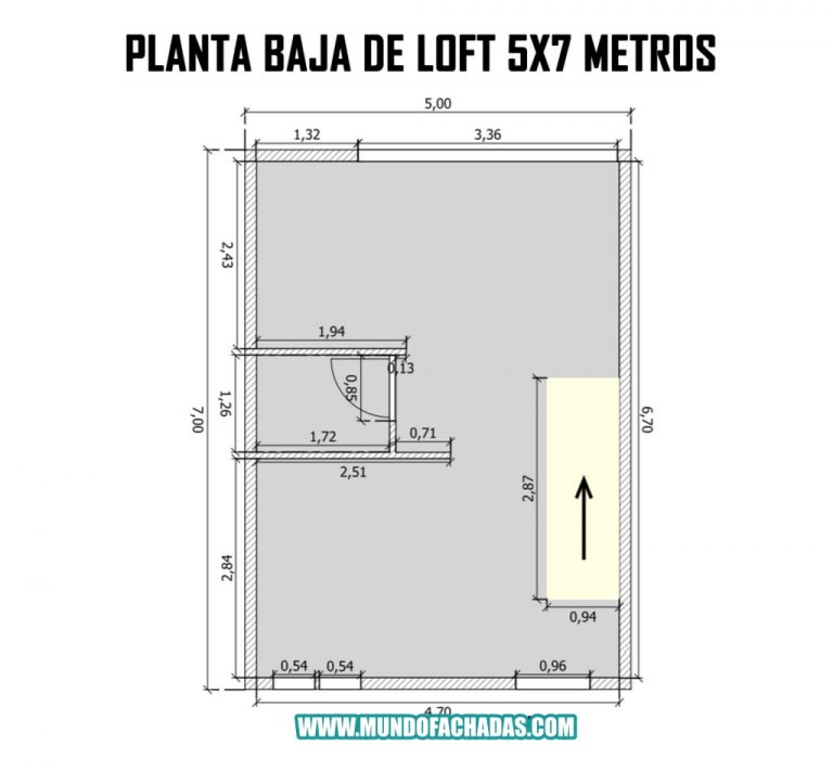 Loft moderno de 5×7 metros: imágenes y planos